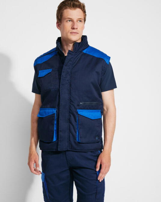 Roly - ARMADA chaleco laboral multibolsillos con cremallera bicolor - Laduda Publiciad